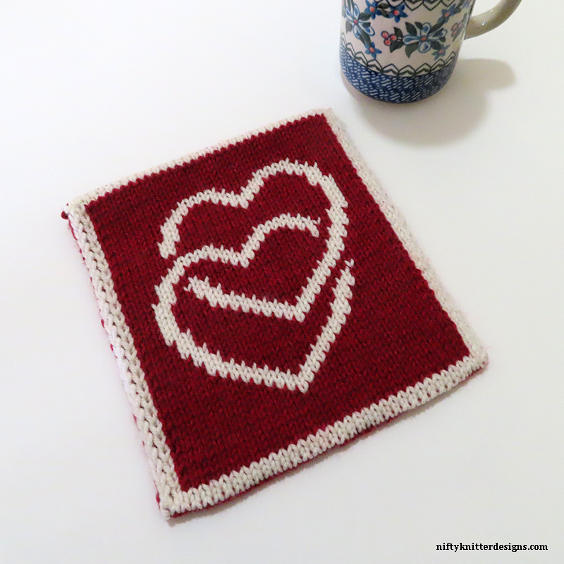 Double Hearts Potholder – Nifty Knitter Designs
