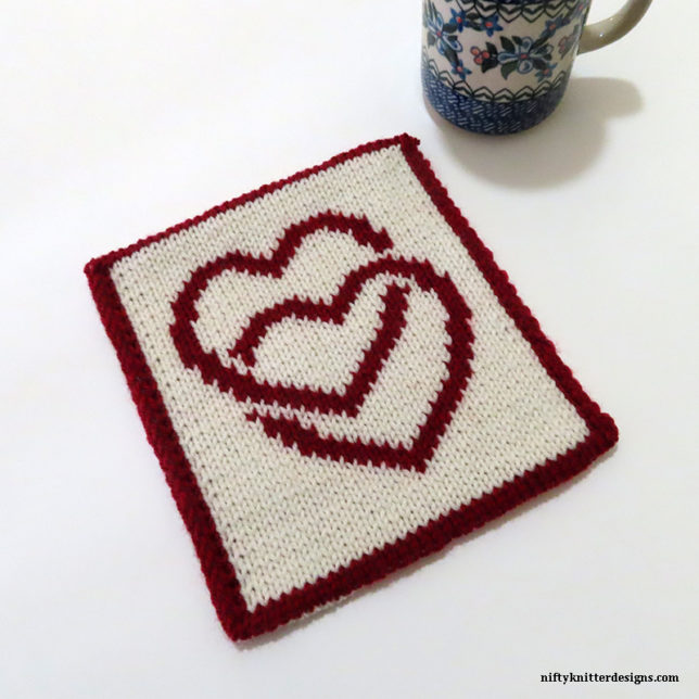 Double Hearts Potholder – Nifty Knitter Designs